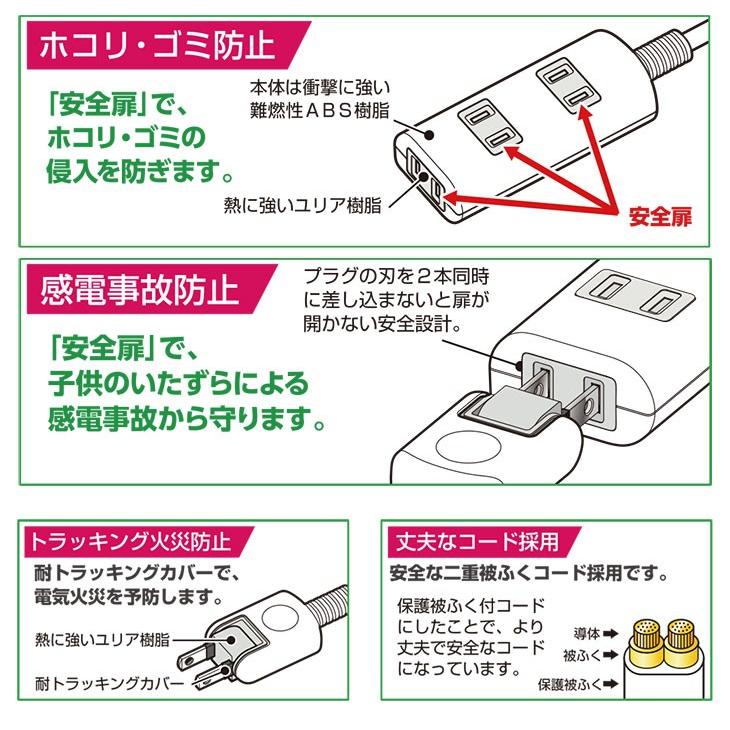 ELPA ELPA 扉付タップラン 3個口 3m ホワイト WBT-N3030B(W) : オールライト Yahoo!店 - 通販 - Yahoo!ショッピング