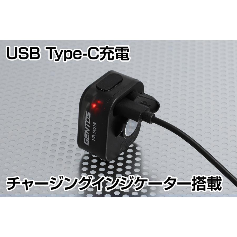 GENTOS XBシリーズ 小型バイクライト USB充電式 高輝度チップタイプ白色LED IPX4 最大200lm USBケーブル(Type-C)付 XB-M01R : xbm01r ...