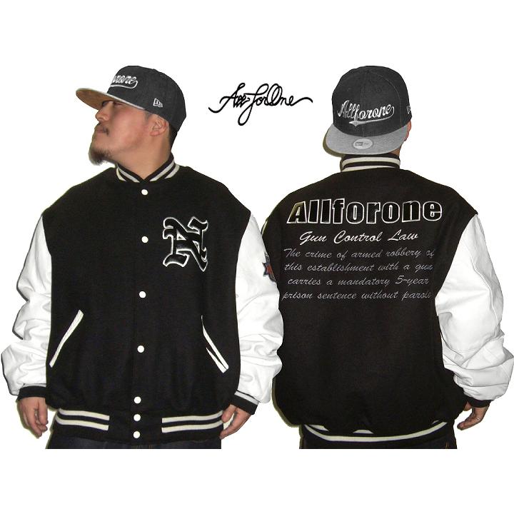 【AFO】GUN CONTROL LAW STADIUM JACKET / ガン コントロール ロウ スタジアム ジャケット【黒/白 ...