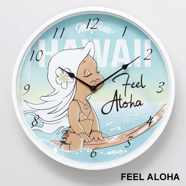 ハワイ 時計 壁掛け時計 掛け時計 ALOHA MAPUA アロハマプア ハワイアン インテリア 雑貨 ビーチ マリン サーフィン 丸型 円型 ...
