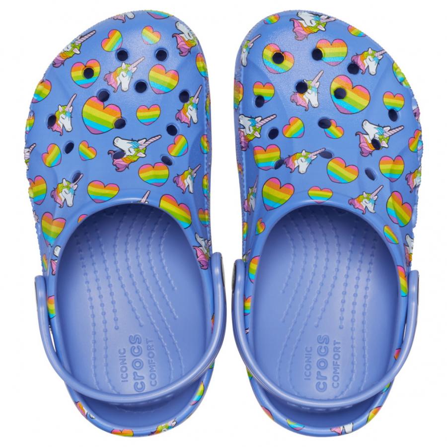 crocs クロックス キッズ バヤ プリンテッド クロッグ 207657-4RV ジュニア 子供 クロッグサンダル : ブルーバイオレット ...