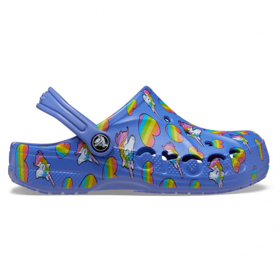 crocs クロックス キッズ バヤ プリンテッド クロッグ 207657-4RV ジュニア 子供 クロッグサンダル : ブルーバイオレット ...
