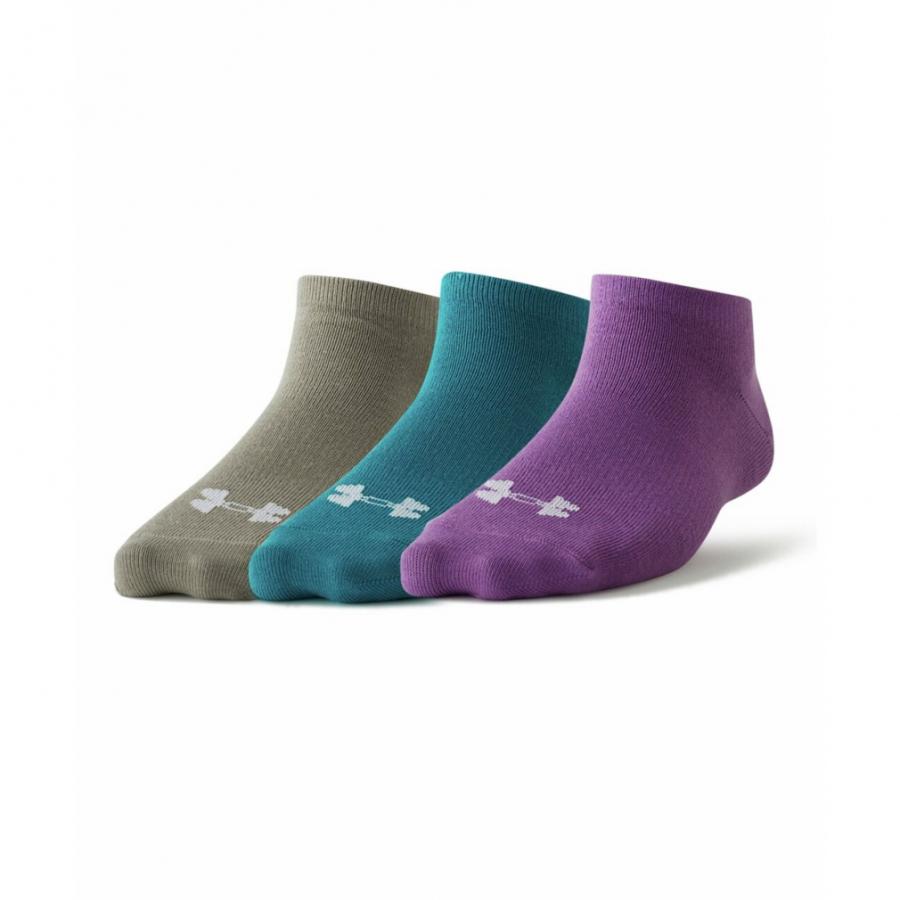 UNDER ARMOUR アンダーアーマー レディース ソックス 靴下 UAノーショー 3足セット 1359233 289 ： グリーン× ...
