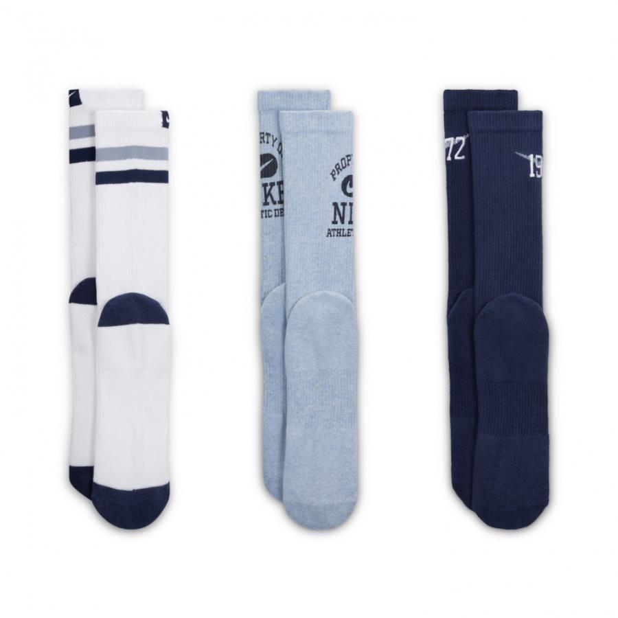NIKE ナイキ ソックス 靴下 ED クッションド クルー 3PR 144 VRSTY FQ0325 902 ： ブルー×ホワイト ...