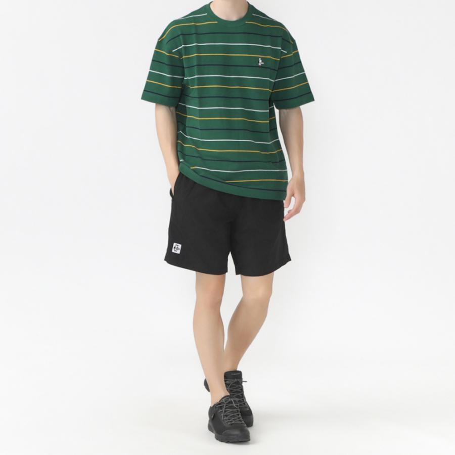 CHUMS チャムス メンズ アウトドア 半袖Tシャツ オーバーサイズドブービーボーダーピケTシャツ CH02-1187 M111 : グリーン×イエロー : アルペングループヤフー店 ...
