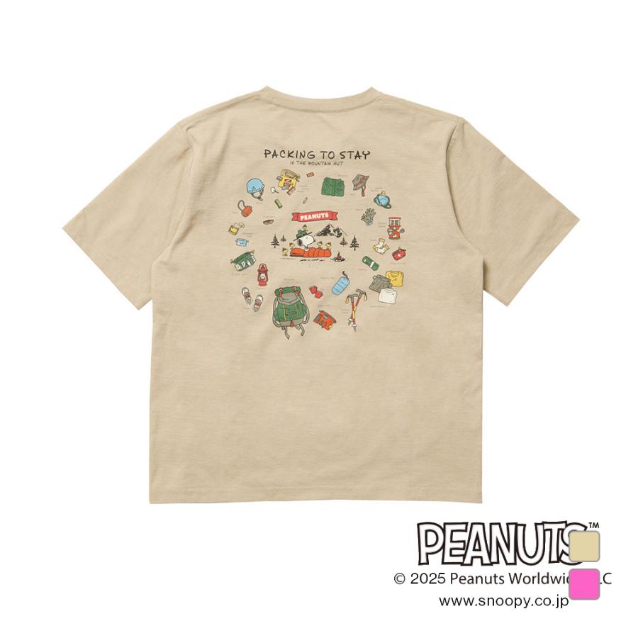 PEANUTS 2025春夏 ティゴラ レディース アウトドア 半袖Tシャツ グラフィック半袖T パッキングリスト スヌーピー TRPN-9D2245TS TIGORA : アルペングループ ...