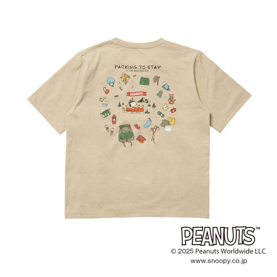 PEANUTS 2025春夏 ティゴラ レディース アウトドア 半袖Tシャツ グラフィック半袖T パッキングリスト スヌーピー TRPN-9D2245TS TIGORA : アルペングループ ...