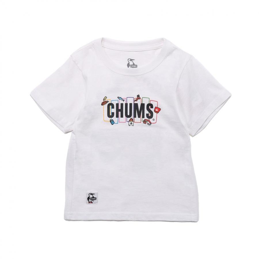 CHUMS 2024春夏 チャムス ジュニア 子供 アウトドア 半袖Tシャツ キッズワットトゥドゥインキャンピングTシャツ CH21-1314 W001 : ホワイト : アルペングループ ...