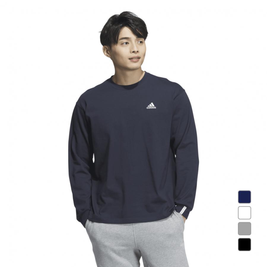 adidas アディダス メンズ エッセンシャルズ プラス ルーズフィット スモールロゴ 長袖 Tシャツ KWF00 JF3926 ...