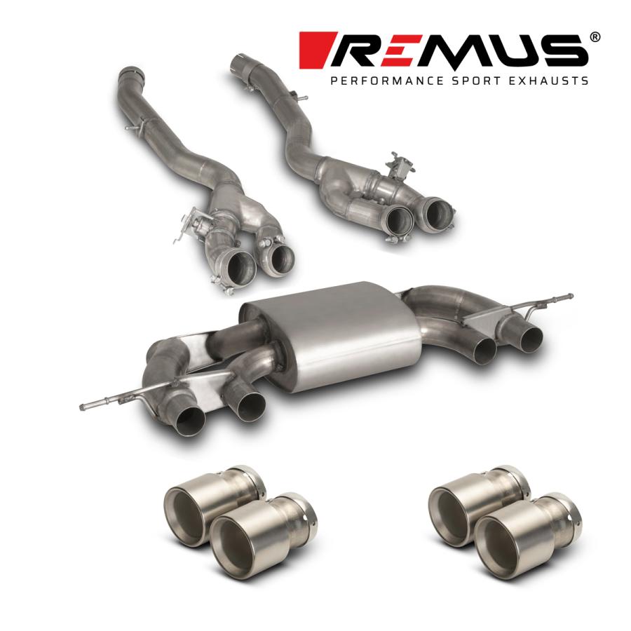 REMUS レムス リアマフラー G87 M2('23-)用 Φ100 チタニウム ブラッシュド ダブル 左右 : re-081023-1400--081023-1500--0048-70ti ...