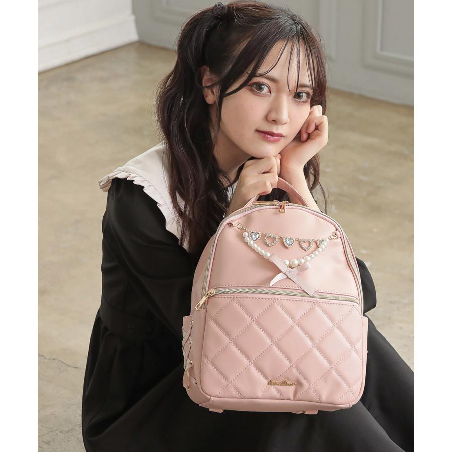 ALTROSE リュック リュックサック ミニリュック ビジュー ハート リボン パール チャーム キルティング 量産 地雷 可愛い シュークリーム : バッグ 雑貨 ALTROSE アルト ...