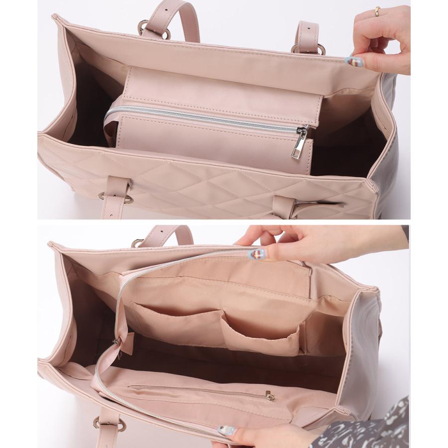 トートバッグ トート スクエア スクエア型 大きめ 大きい 大容量 a4 A4 通勤通学 パール ビジュー キルティング ハート ナッツ : 332938 : バッグ 雑貨 ALTROSE ...