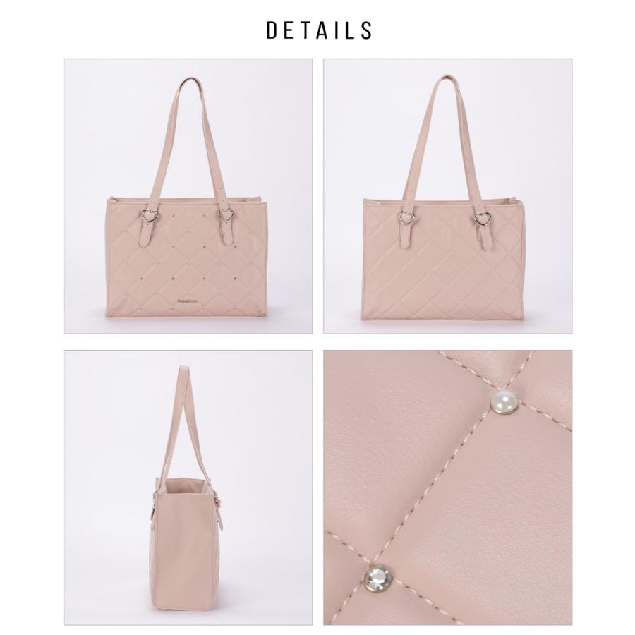 トートバッグ トート スクエア スクエア型 大きめ 大きい 大容量 a4 A4 通勤通学 パール ビジュー キルティング ハート ナッツ : 332938 : バッグ 雑貨 ALTROSE ...