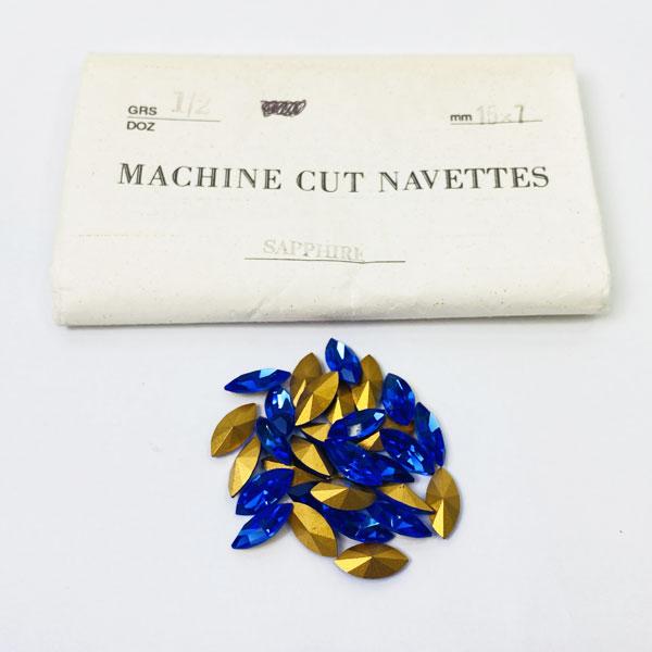 MACHINE CUT NAVETTES 15x7mm 31個 SAPPHIRE サファイア ストーン デコアート アクセサリー パーツ SW ...