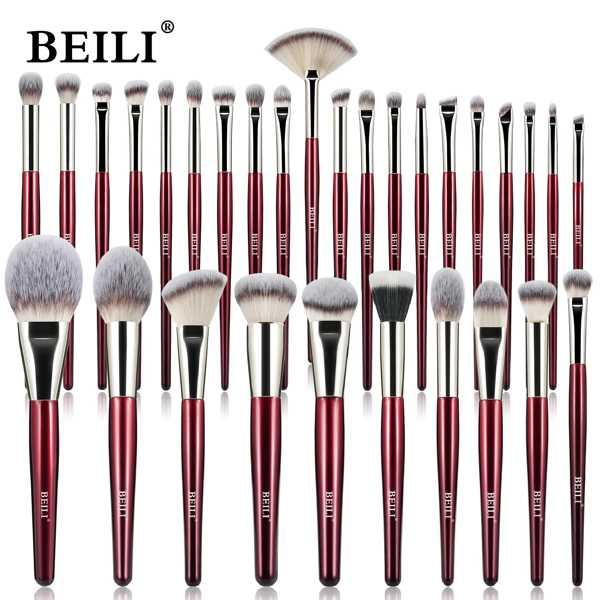 Beili プロのメイクアップブラシ、化粧ブラシセット、ファンデーション、輪郭、アイシャドウミックス、合成ヘア、8個、9個、15個、30個