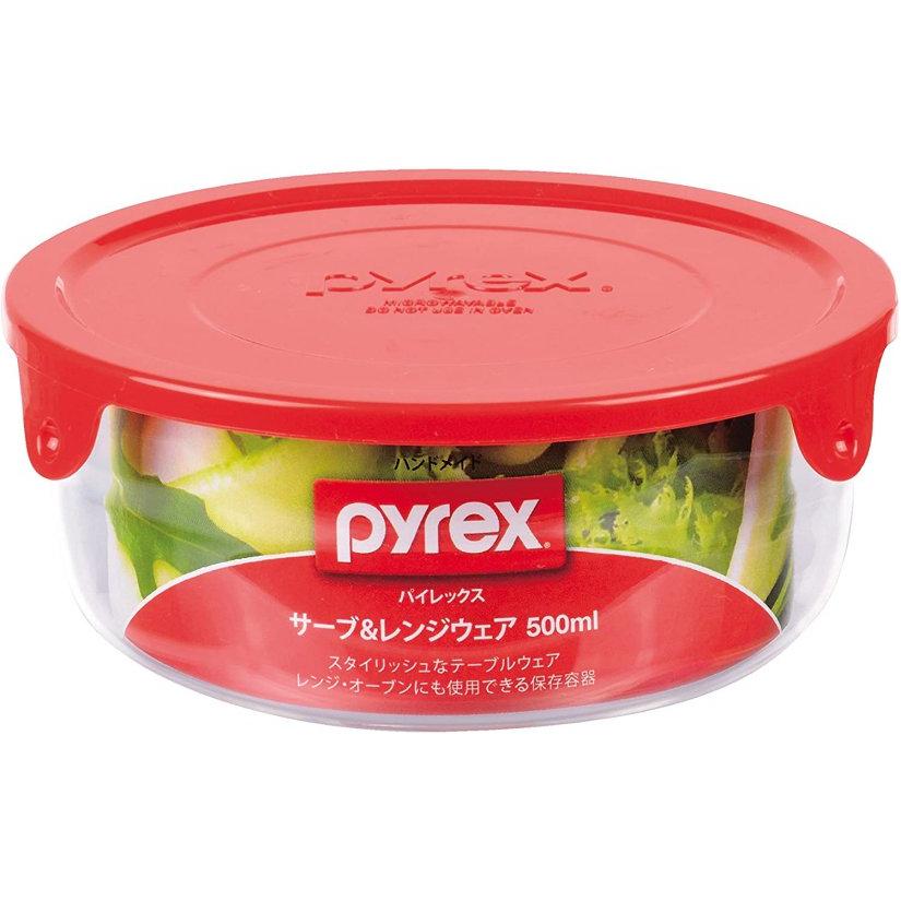 PYREX パイレックス 保存容器 CP8603 サーブ&レンジ 500ml 丸 レッド CP-8603 おしゃれ ガラス : Aマートe ...