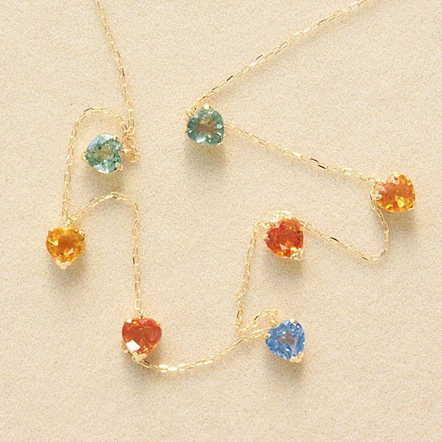 ネックレス レディース 【鑑別書付】 鮮やか 7 ハート マルチカラー サファイア K18 YG イエローゴールド ステーション 9月の誕生石 18金 : Four Seasons ...