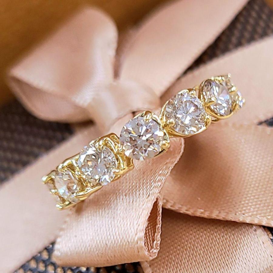 レディース リング 【鑑別書付】テリテリ！存在感抜群 計 2ct ダイヤモンド K18 YG イエローゴールド ハーフ エタニティ 指輪 4月の誕生石 18金 : Four Seasons ...