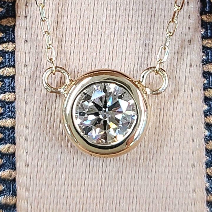 ネックレス レディース 【鑑別書付】 ハート＆キューピッド 見た目 1ct ダイヤモンド K18 YG イエローゴールド フクリン ペンダント 4月の誕生石 18 : Four Seasons ...