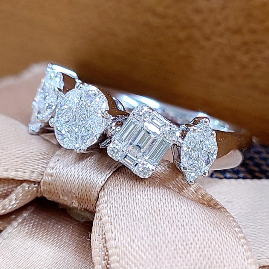 スタイリッシュ！見た目5ct G VS 相当 ダイヤモンド K18 WG リング 18金 ホワイトゴールド 指輪 4月誕生石 : Four Seasons Jewellery - 通販 ...