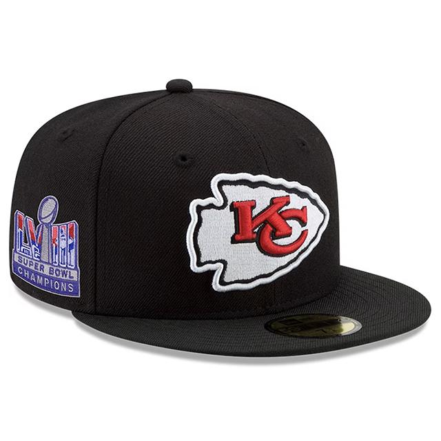 ニューエラ 59FIFTY カンザスシティ チーフス NFL SUPER BOWL LVIII CHAMPIONS FITTED CAP BLACK NEW ERA KANSAS CITY ...
