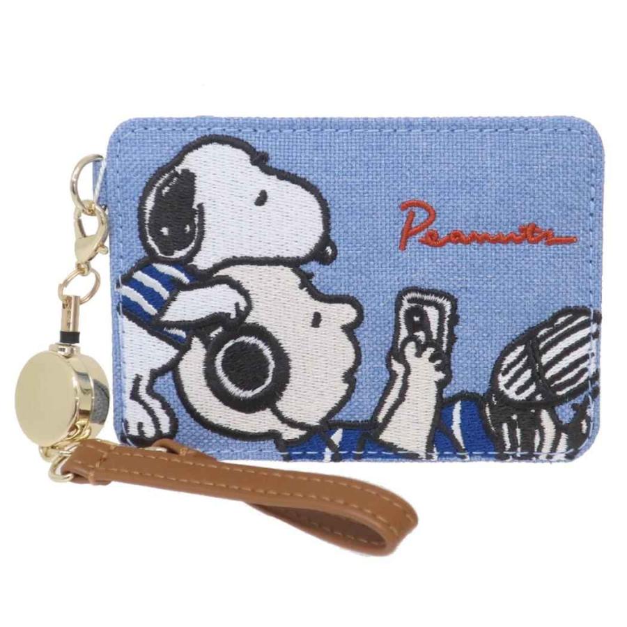 PEANUTS スヌーピー リール付きシングルパスケース 定期入れ ICカードケース SNOOPY ブレイクタイム BLUE キャラクター グッズ : キャラクターグッズと靴下の ...