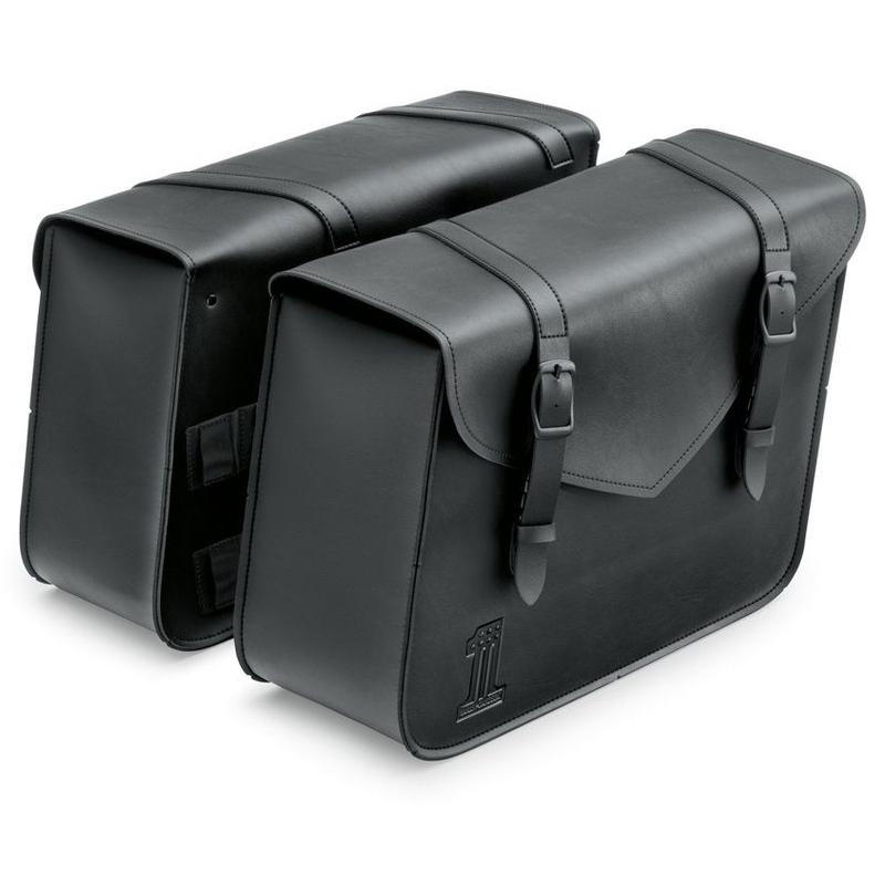 Harley Davidson ブラック スタンダードライン スローオーバー サドルバッグ：1982〜22年XLモデル、2008〜17年ダイナ ...