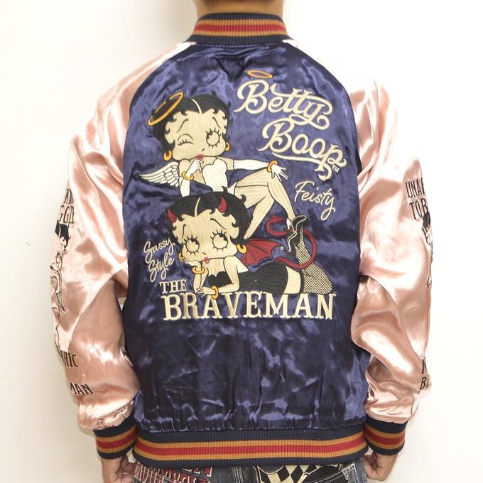 BETTY BOOP ブレイブマン ベティブープ BBB-2234 スカジャン エンジェル＆デビルベティ BRAVE MAN スーベニアジャケット アウター ベティちゃん メンズ ...