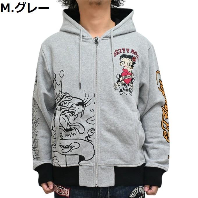 Ed Hardy エドハーディー ベティブープ BED-2502 裏毛 ジップ パーカー フーディ ベティちゃん メンズ : アメリカンバース ...
