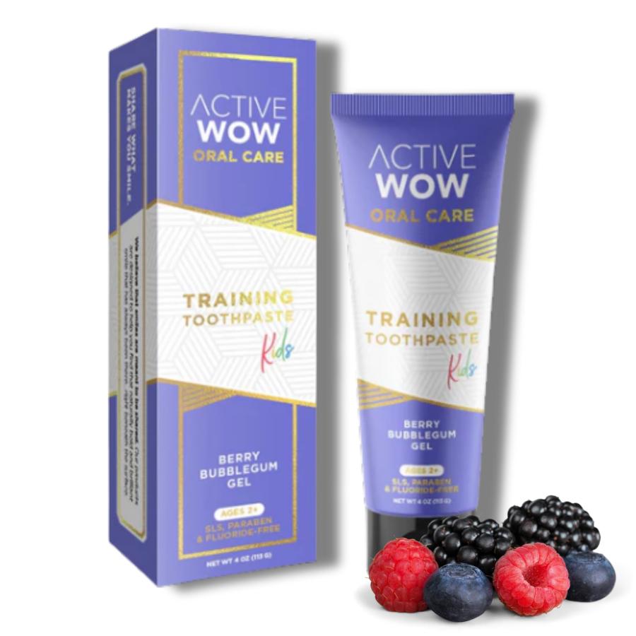 アクティブワオ Active Wow 子供用 2才以上 ナチュラル トレーニング 歯磨き粉 ベリー＆バブルガム味 113g アクティブ ワオ ...