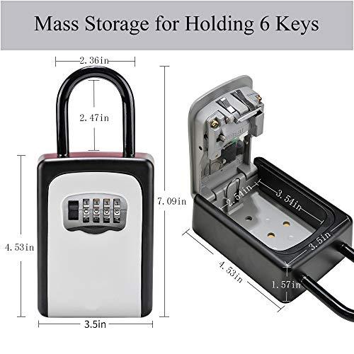 Fayleeko キーロックボックス 壁掛け、家の鍵用ポータブルロックボックス、5つの鍵容量、耐候性再設定可能コード : American ...