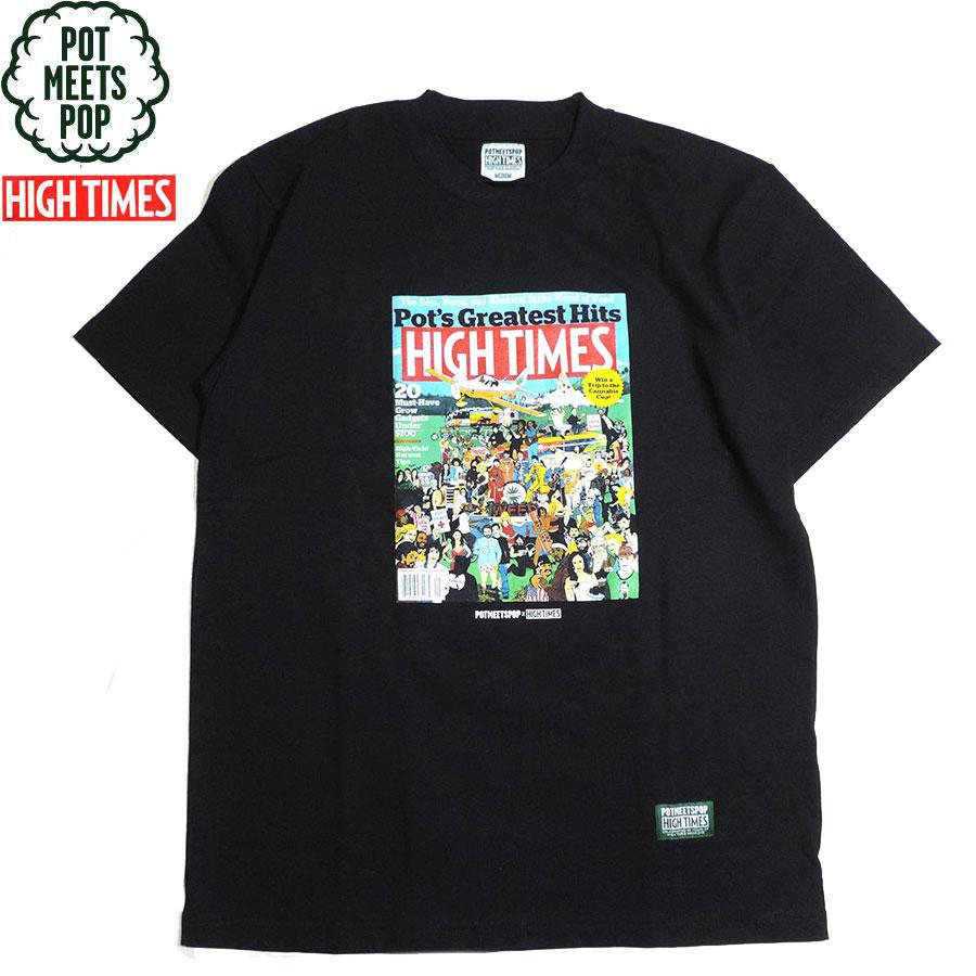 ポット ミーツ ポップ ハイタイムズ コラボレート Tシャツ ブラック メンズ 半袖 POT MEETS POP HIGH TIMES POT ...