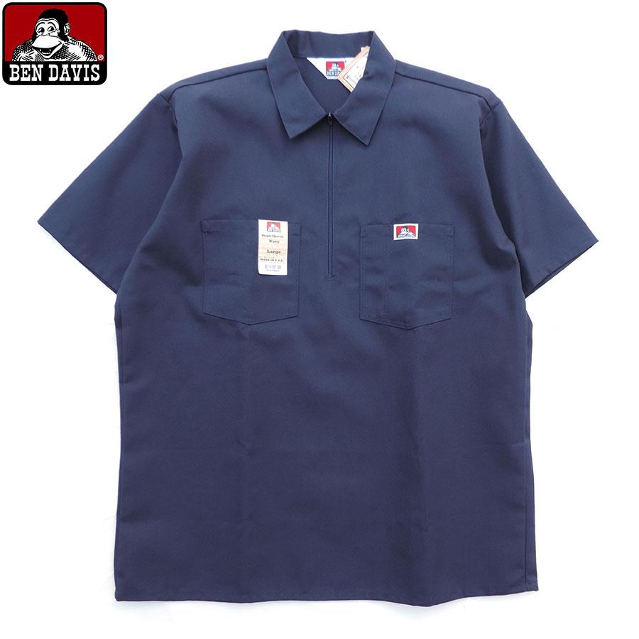 BEN DAVIS（ベンデイビス） ハーフジップ 半袖 ワークシャツ ネイビー プルオーバー メンズ レディース BEN DAVIS HALF ...