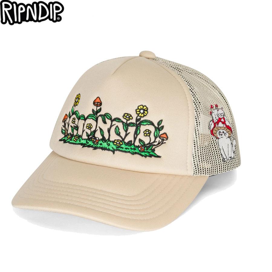 RIPNDIP（リップンディップ） メンズ レディース スナップバック メッシュ キャップ ベージュ 帽子 猫 RIPNDIP FIELD ...