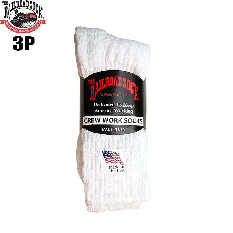 レールロード ソックス 3パック クルー 3足セット アメリカ製 メンズ レディース ホワイト RAIL ROAD SOCKS 3PK ...