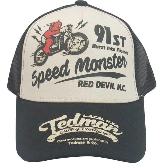 TEDMAN テッドマン CAP メッシュキャップ SpeedMoter TDC-8800 BW)黒×白 : tdc-8800-bw ...