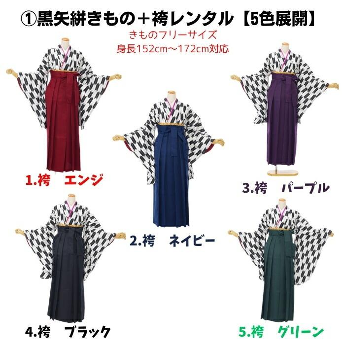 卒業式 袴 卒業式 袴セット 往復送料無料 人気 矢絣着物 定番 矢絣 矢羽根 レディース 袴 はかま 無地 4サイズ S М L LL 紺 ネイビー 緑 グリーン 紫 パー… : きもの ...