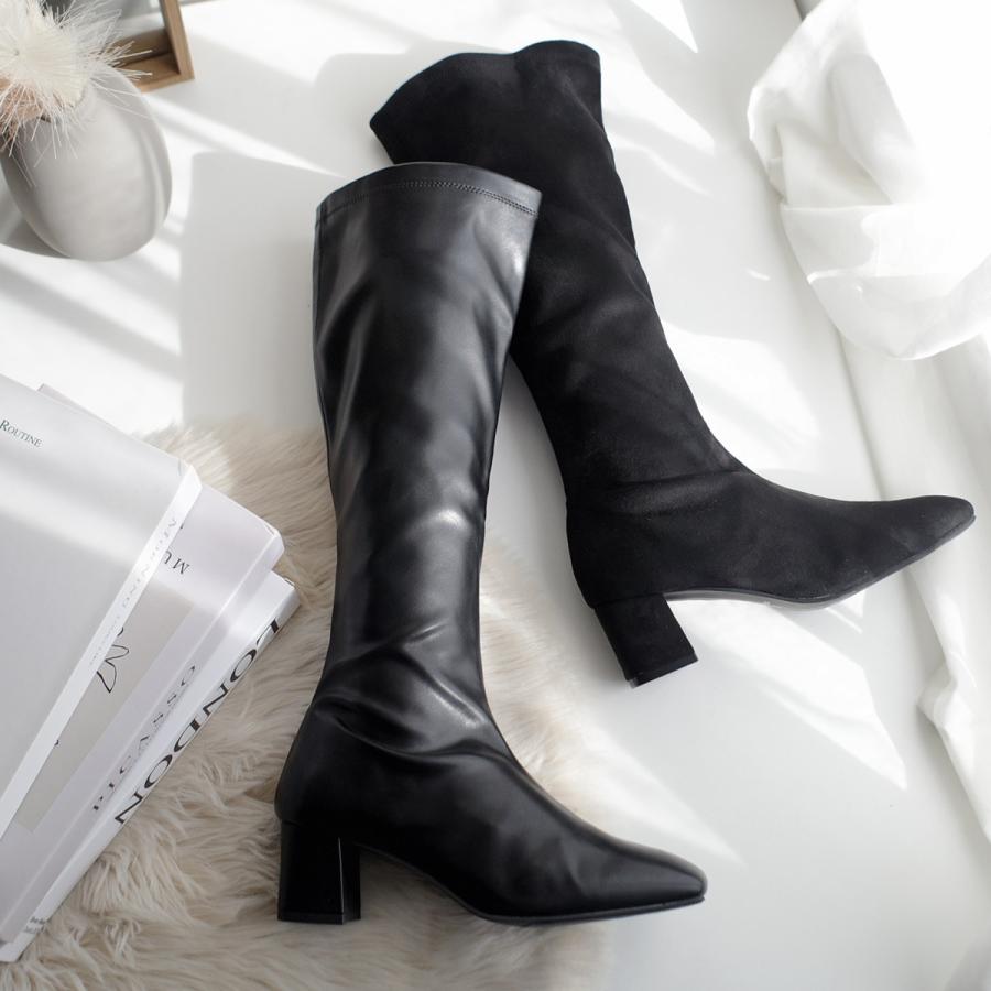 AmiAmi（アミアミ） 太ヒール ストレッチ ロングブーツ レディース