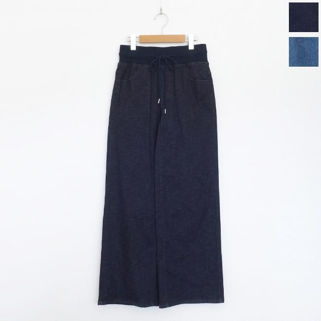 SALE [30%OFF] PASSIONE (パシオーネ) ワイド パンツ ストレッチデニム ウエストリブ ドローストリング 436655 ...