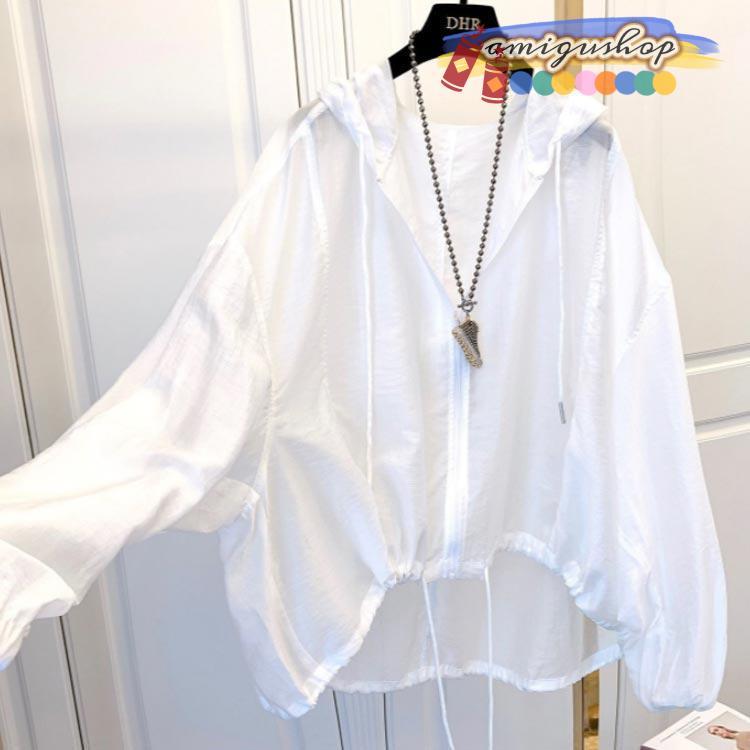 【M-4XL】 冷感 フード付き UVカット パーカー レディース カーディガン 春 夏 長袖 ショート丈 ラッシュガード 薄手 涼しい 体型カバー : アミグshop - 通販 ...