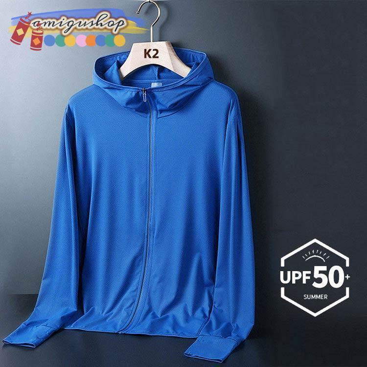 速乾 メンズ ライトアウター パーカー 3タイプ 指穴 UVカット 夏 UPF50 /UVカット率99% 接触冷感 大きいサイズ /UVカ : アミグshop - 通販 - Yahoo!ショッピング