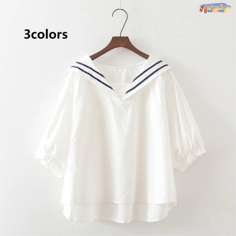 トップス ブラウス レディース シャツ 半袖 セーラーカラー リボン フェミニン マリン ホワイト ネイビー ブルー 春夏 ...