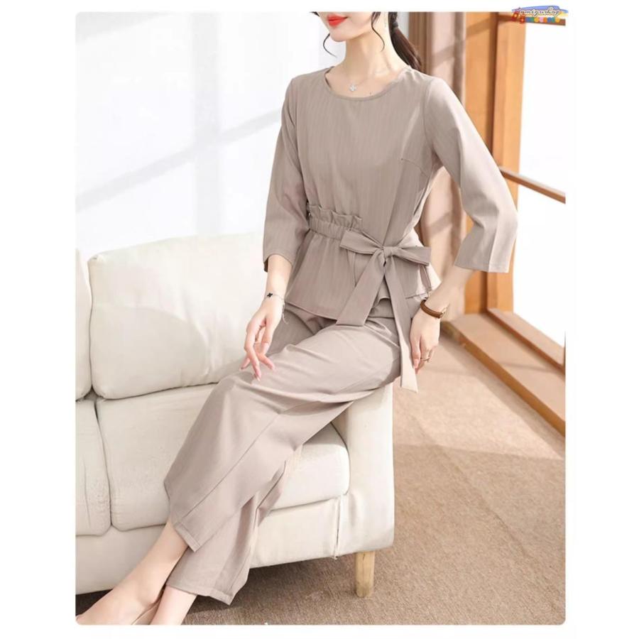 ブラウス セットアップ レディース セレモニー 春 秋 ツーピース パンツ ストライプ 二次会 通勤 オフィス 大きいサイズ : midd240328zuki36 : アミグshop - 通販 ...