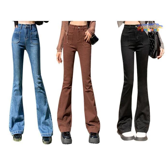 フレアパンツ レディース デニム ボトムス おしゃれ きれいめ 春夏 秋 薄手 シンプル ストレッチ 伸縮性 黒 : midd240328zuki60 : アミグshop - 通販 ...