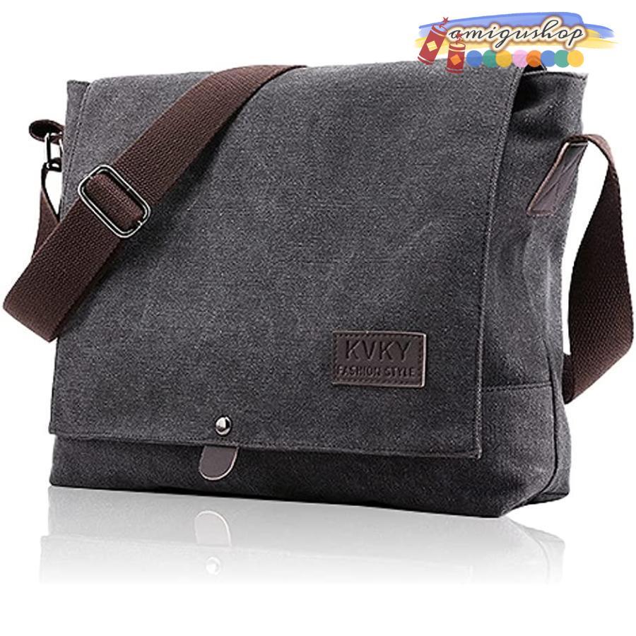 ショルダーバッグ メンズ 大容量 斜めがけ ショルダー 肩掛け キャンバス 帆布 a4 カバン : アミグshop - 通販 - Yahoo!ショッピング