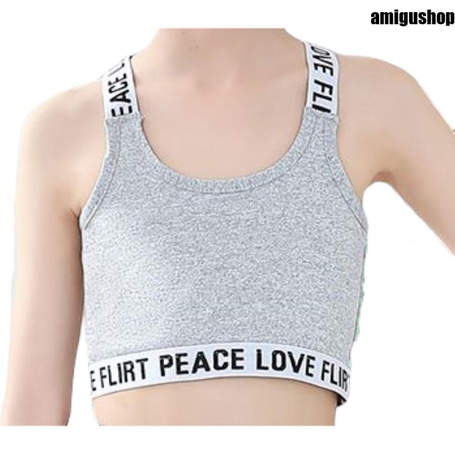 ジュニアブラ スポーツブラ 子供用 キッズ 下着 ブラジャー 無地 英字 ロゴ バッククロス シンプル かっこいい 小学生 中学生 ハーフトップ イン :sdxhz-qq123:アミグshop ...