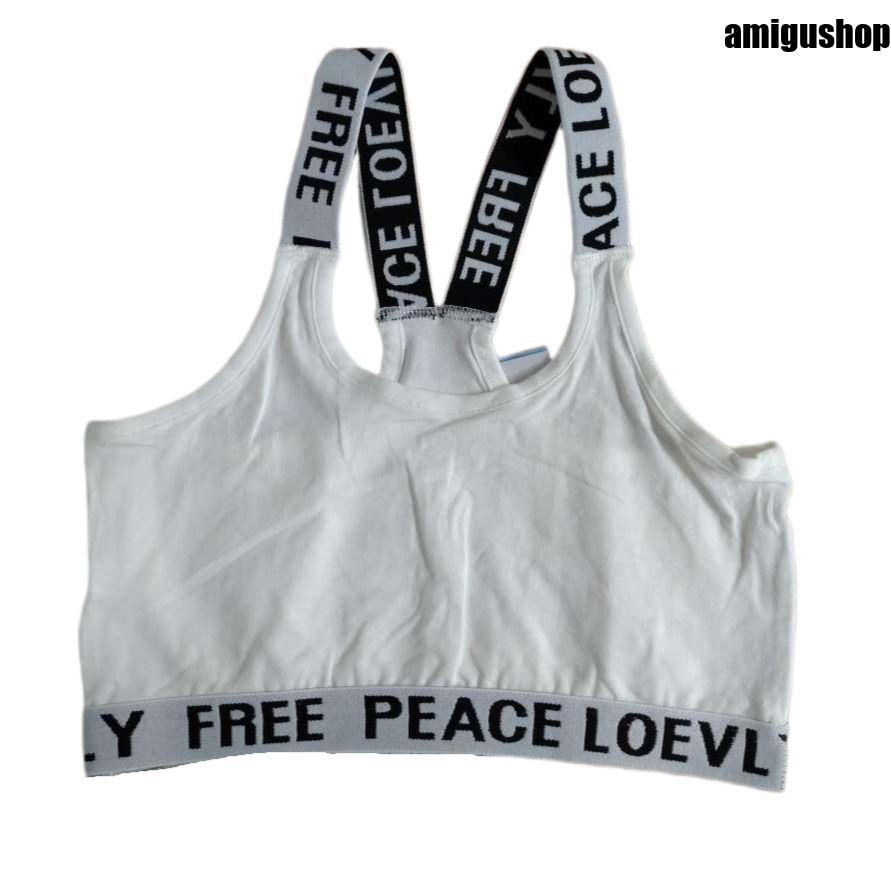 ジュニアブラ スポーツブラ 子供用 キッズ 下着 ブラジャー 無地 英字 ロゴ バッククロス シンプル かっこいい 小学生 中学生 ハーフトップ イン :sdxhz-qq123:アミグshop ...