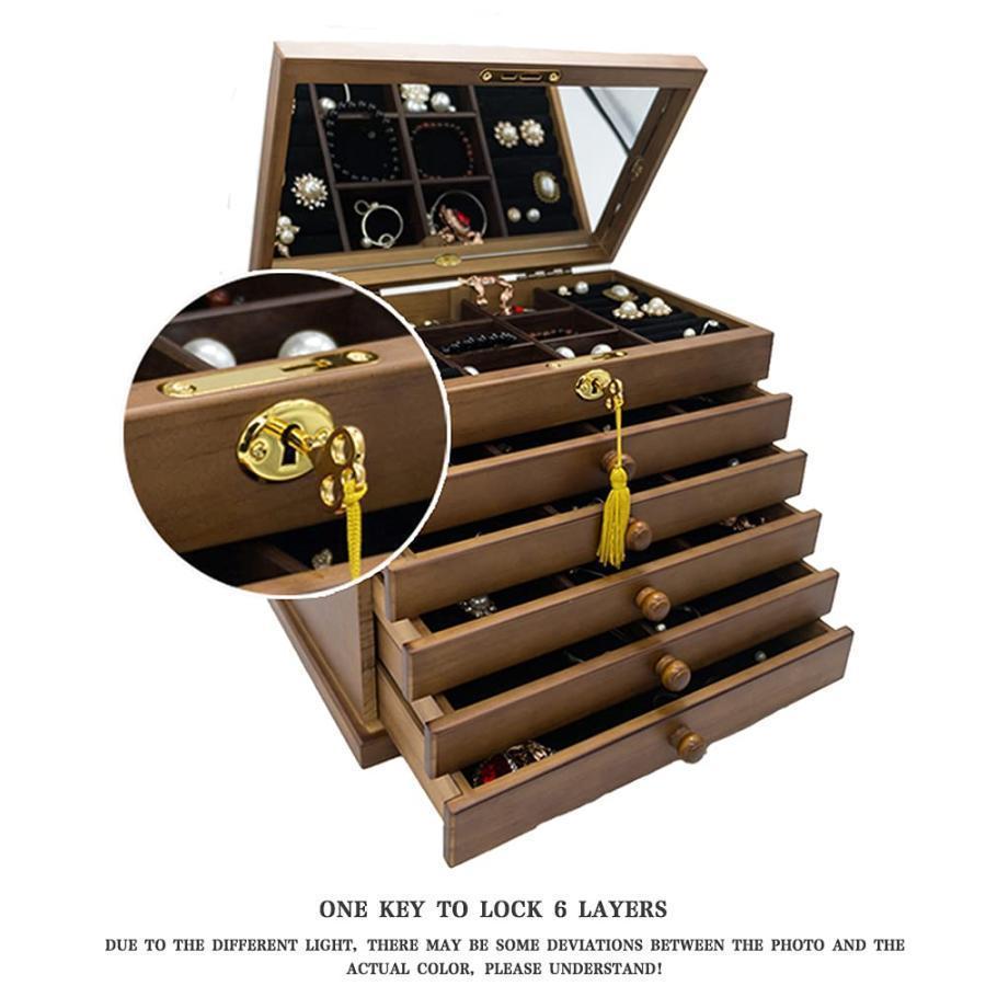 ジュエリーボックス木製 宝石箱 ピアスケースネックレス 収納 小物入れ ボックス6層 鍵付きボックス : AMISTAD - 通販 - Yahoo!ショッピング
