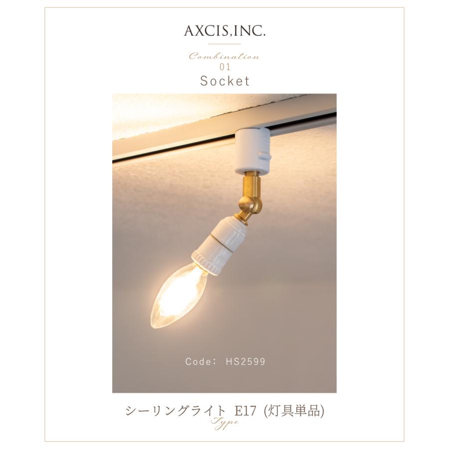 AXCIS シーリングライト ダクトレール ライト ライティングレール スポットライト 照明 おしゃれ ソケット E17 電球 1灯 間接照明 ホワイト 真鍮 ゴールド : おしゃれ照明の ...