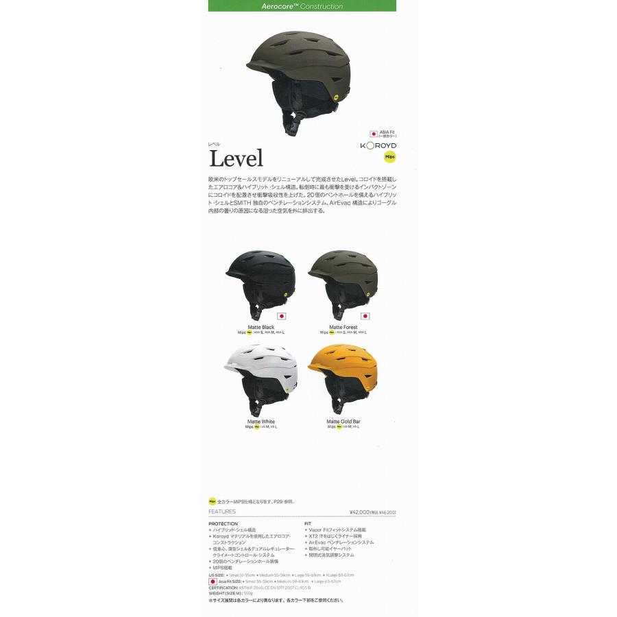 SMITH（スミス） ヘルメット 2024 SMITH LEVEL MATTE FOREST MIPS RC ASIAN FIT スキー ...
